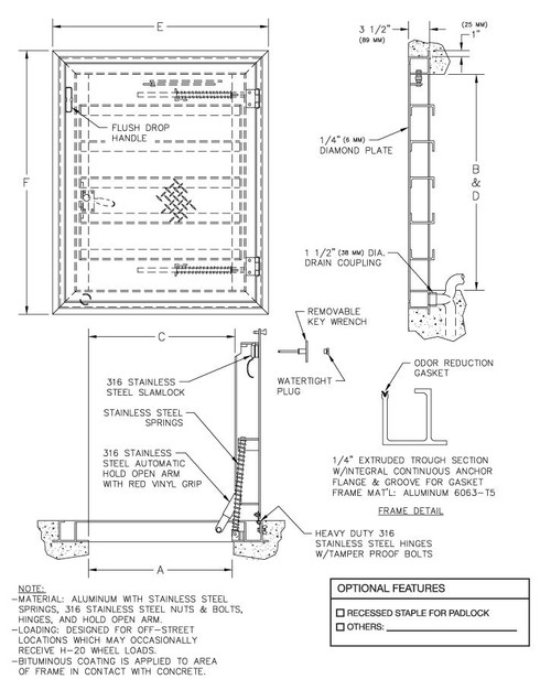 24" x 24" Floor Panel, Channel Frame, H20 Loading