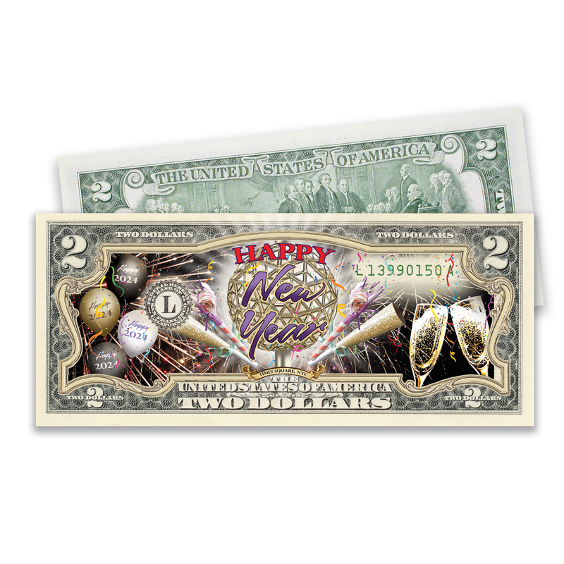 2024 New Years Colorized $2 Bill - National Collector's Mint