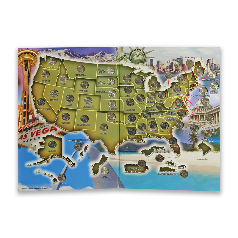 Complete Statehood Quarter Collection with Free display map - National ...