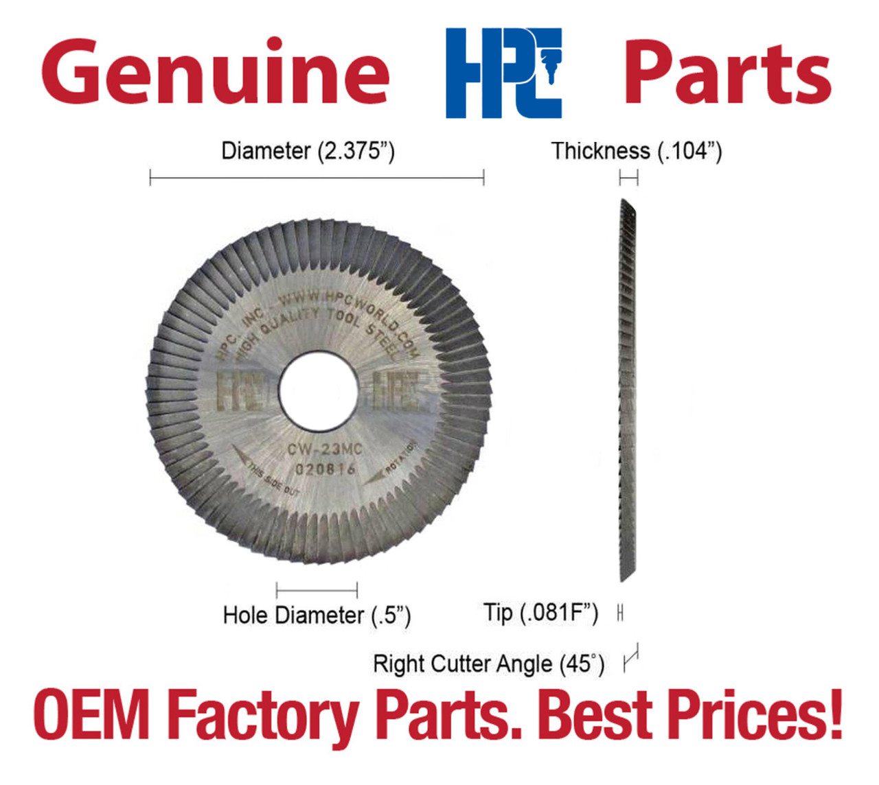 HPC Key Machine Cutting Wheel | HPC CW-23MC