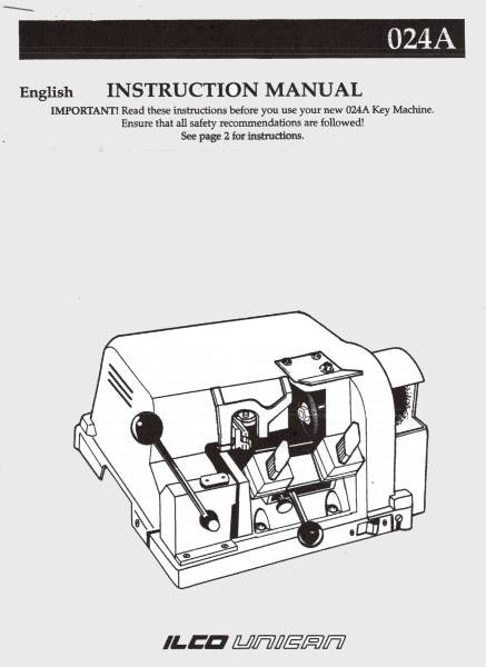 ILCO 024A Key Machine Operating Manual.