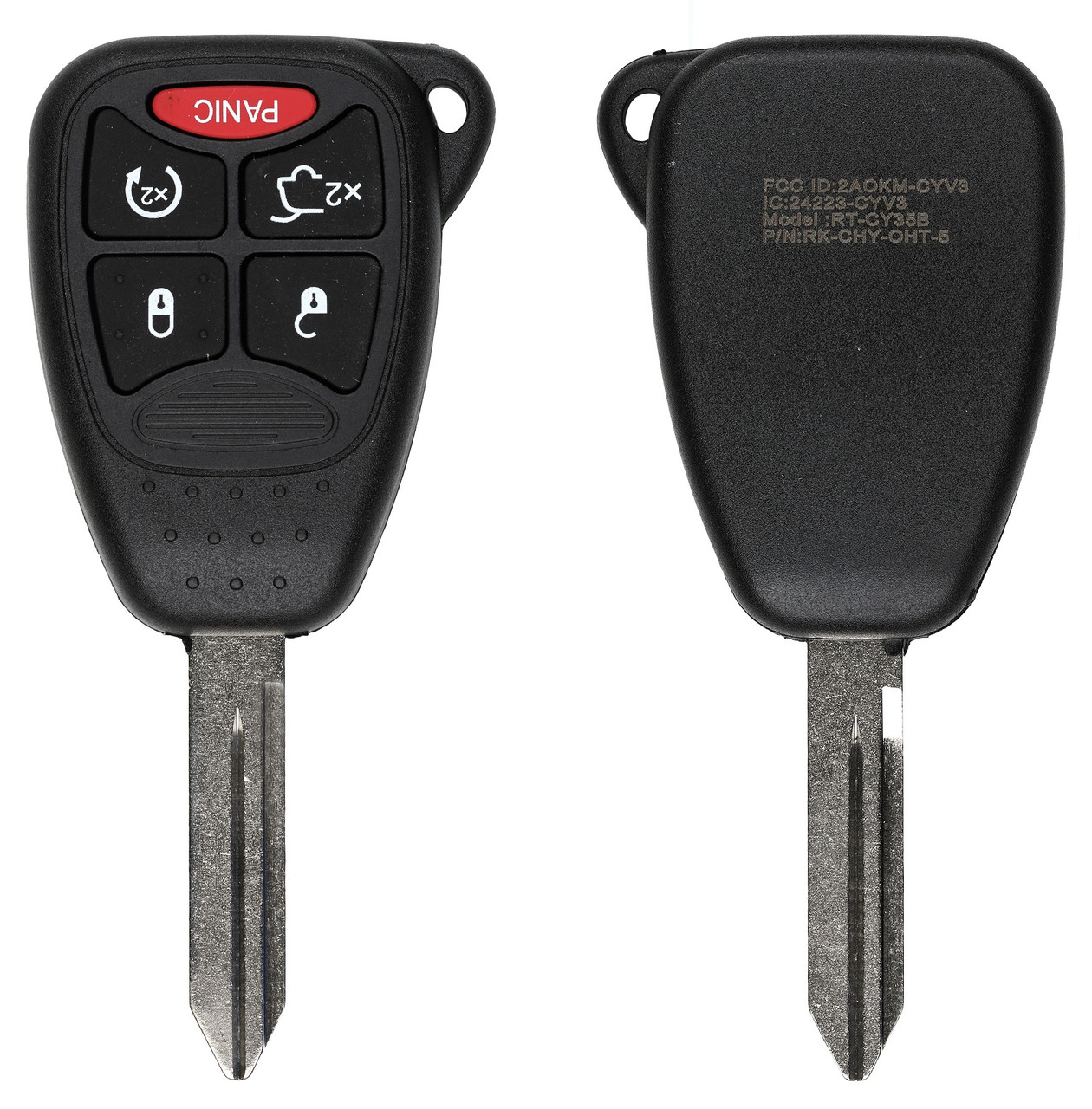 Replacement Chrysler, Dodge & Jeep 5 Button Car Key - RHK-CHRY-5B1