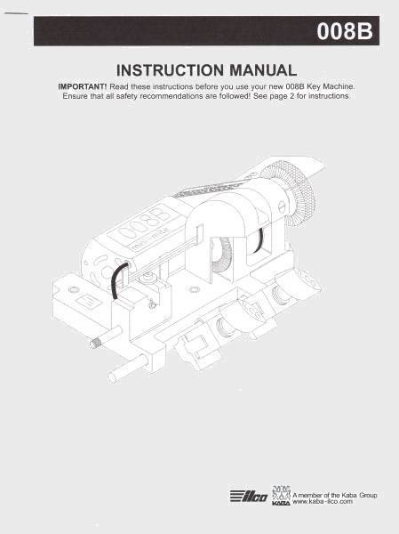 ILCO 008B Key Machine Operating Manual.