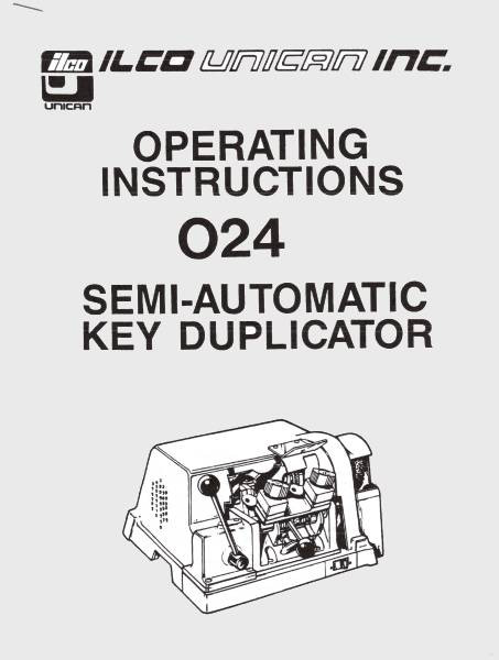 ILCO 024 Key Machine Operating Manual.