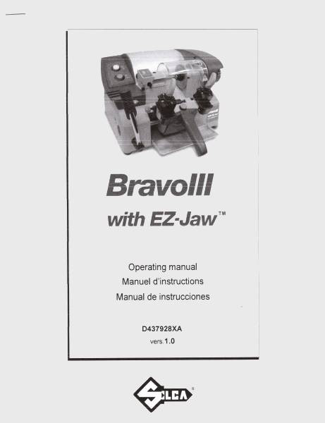 Silca Bravo III Key Machine Operating Manual.