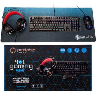 Periphio Quattro 4-in-1 PC Gaming Starter Kit: RGB Mechanical Keyboard ...