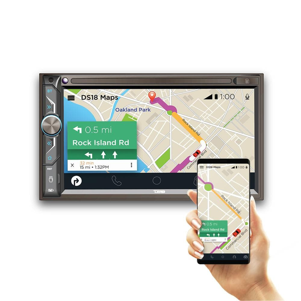 DS18 6.9" Touchscreen Mechless Double-Din Head Unit with Bluetooth, USB ...