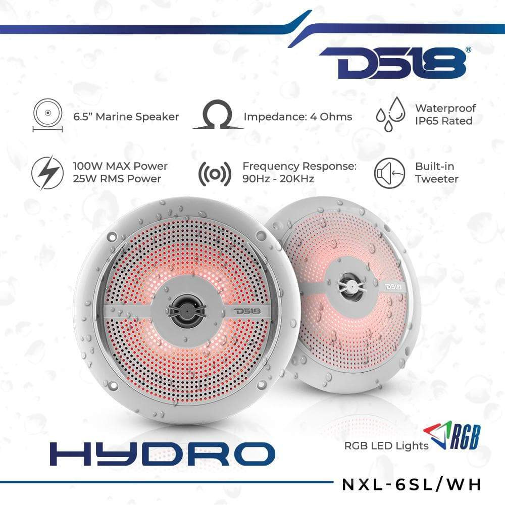 DS18 2-Way Marine Slim Speakers 6.5" - New Edition - White (Pair) - Sky ...