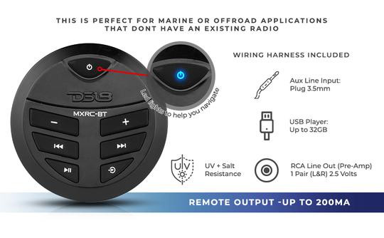 DS18 Marine Waterproof Universal Bluetooth Streaming Audio Receiver ...