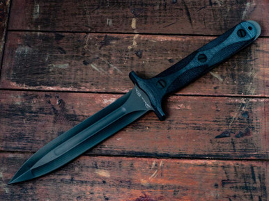 Rick Hinderer Knives "EK" Dagger-Hollow Ground-CPM 3V DLC Black-Black ...