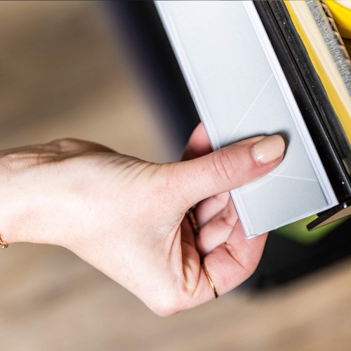 39mm White Plastic Data Strips with 12mm Adhesive Foam Tape - Pack of 100