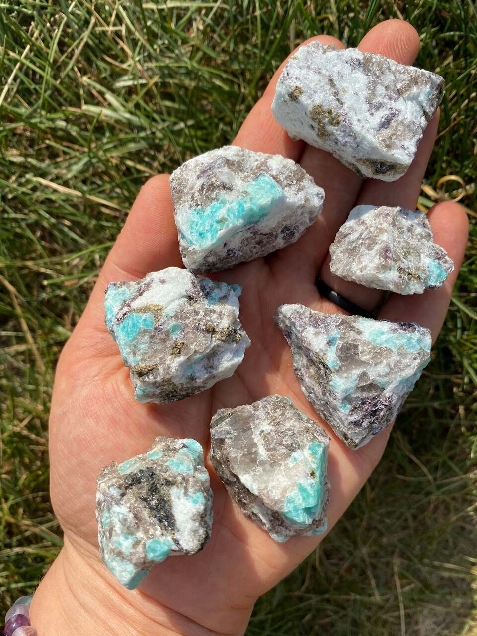 Amazonite, Smoky Quartz, Lepidolite Slab - Front Polished Stone | New ...