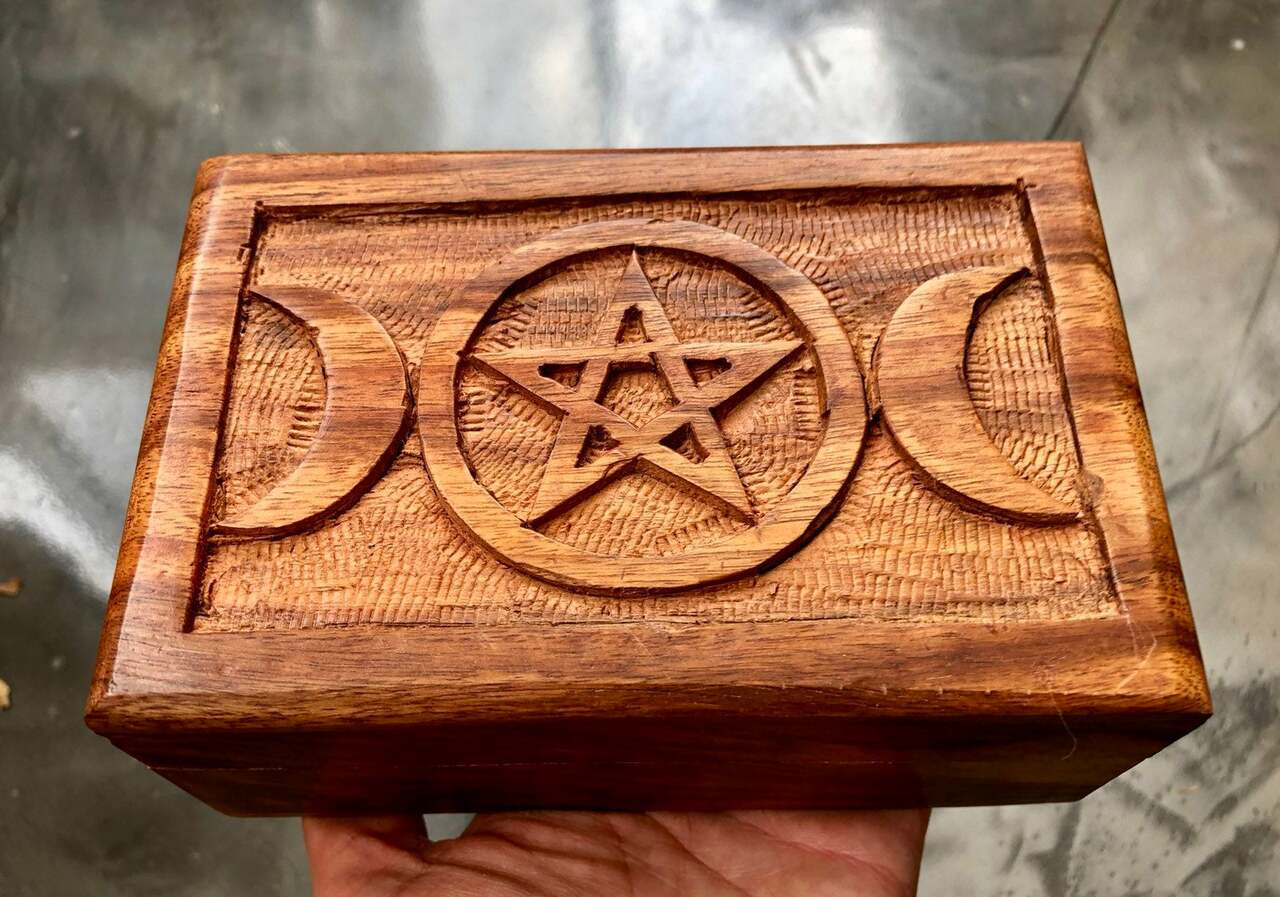 Triple Moon Goddess Box Wooden Boxes | New Moon Beginnings