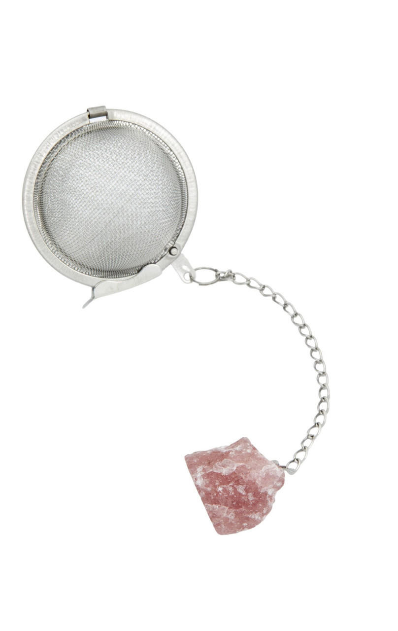 Raw Strawberry Quartz Crystal Tea Infuser | New Moon Beginnings