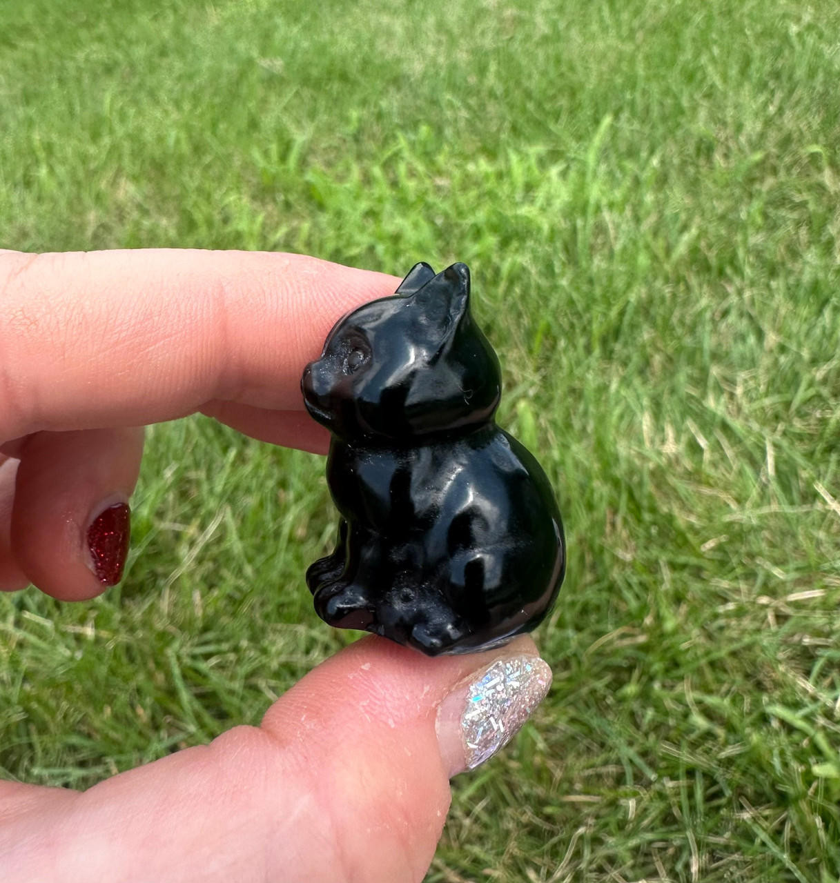 Black Obsidian Crystal Cat Miniature | New Moon Beginnings