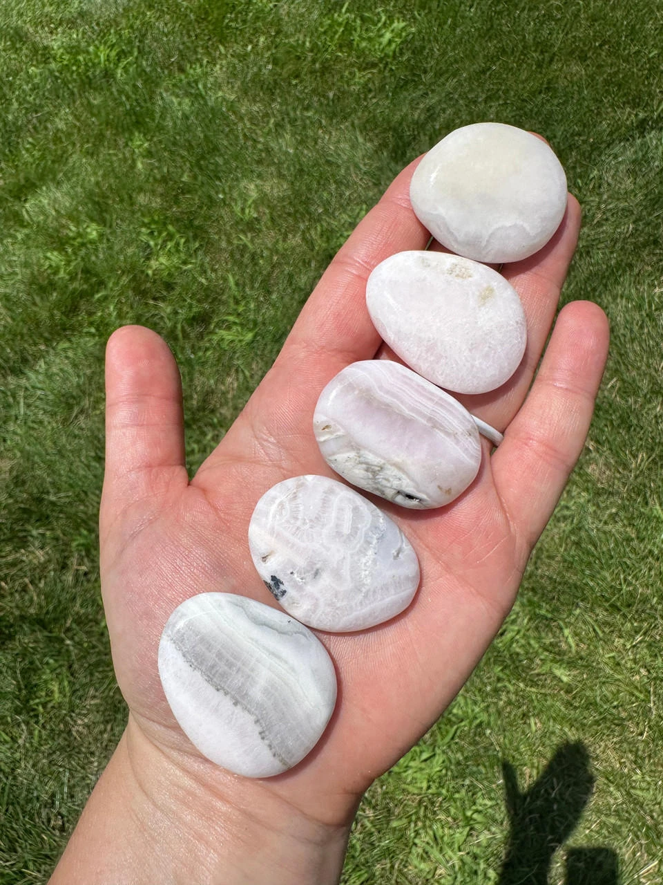 Mangano Calcite Palm Stone | New Moon Beginnings