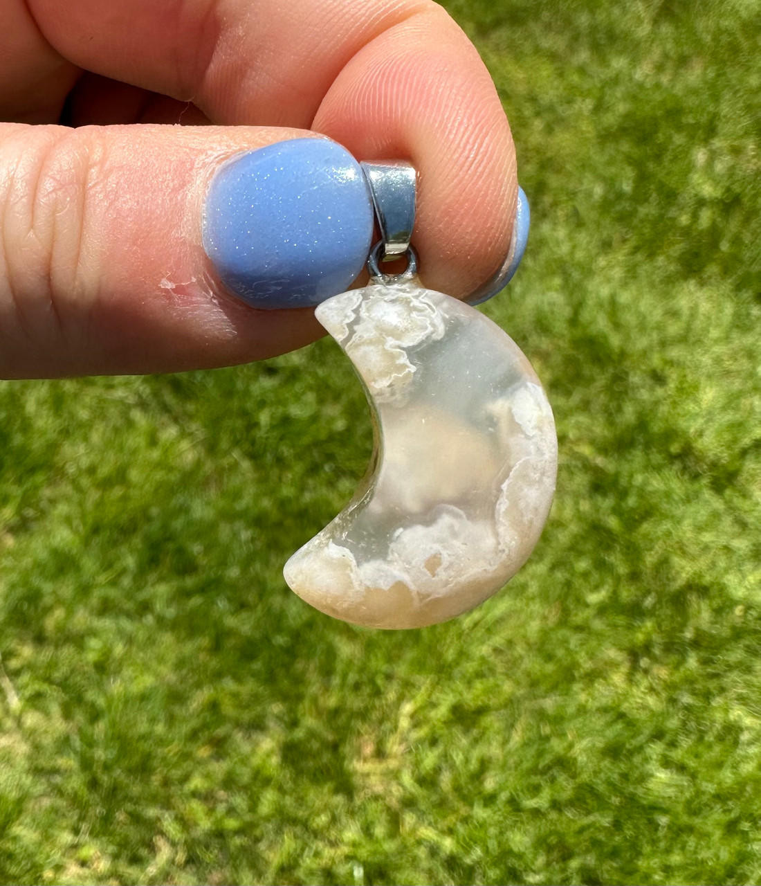 Flower Agate Moon Pendant | New Moon Beginnings