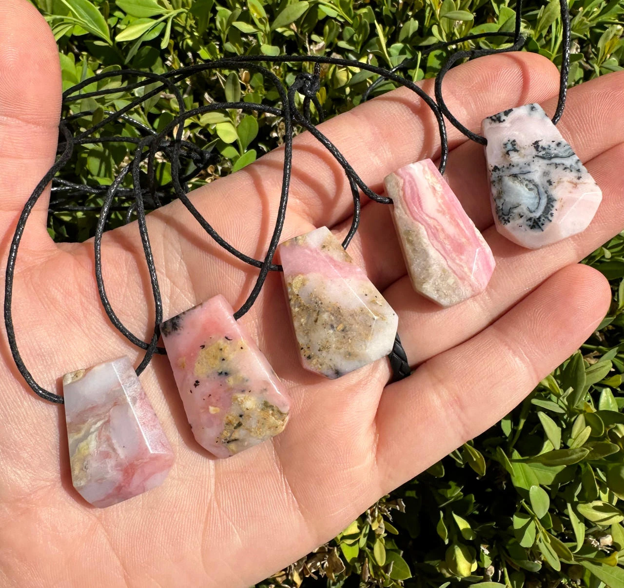 Pink Opal Coffin Pendant on Cord | New Moon Beginnings
