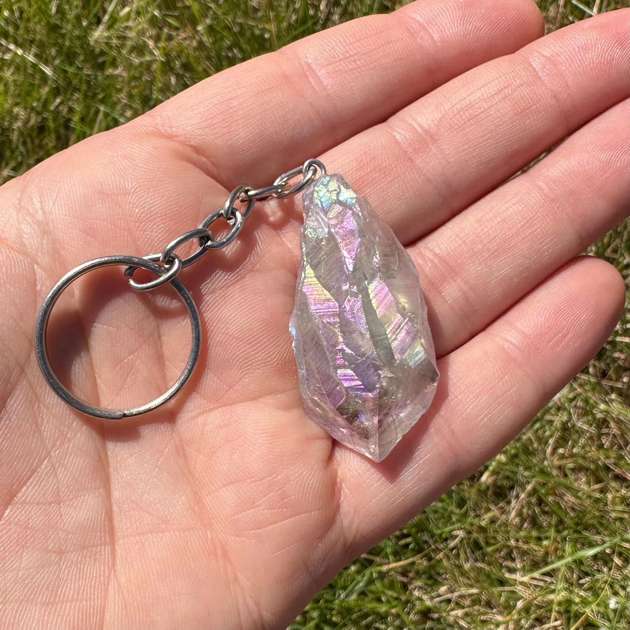 Raw Aura Amethyst Keychain | New Moon Beginnings