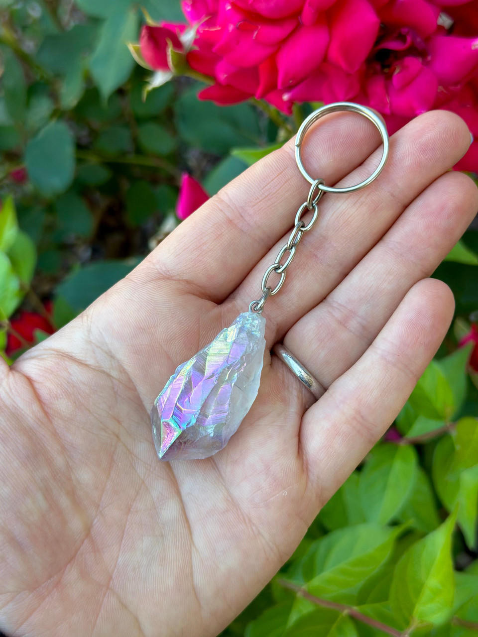 Raw Aura Amethyst Keychain New Moon Beginnings