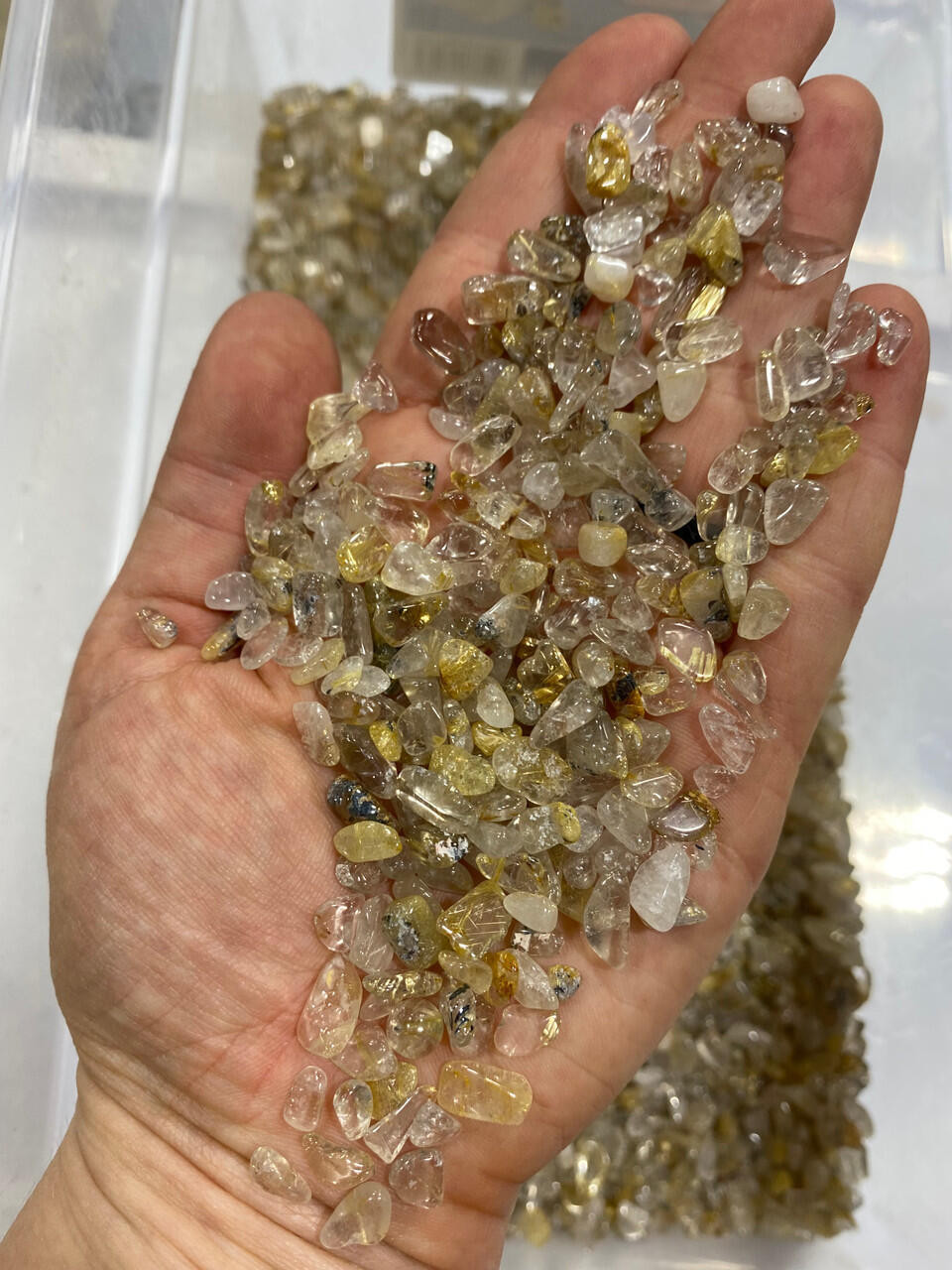 Bulk Golden Rutilated Quartz Crystal Chips (1 lb. Bag) Size 5mm - 7mm ...