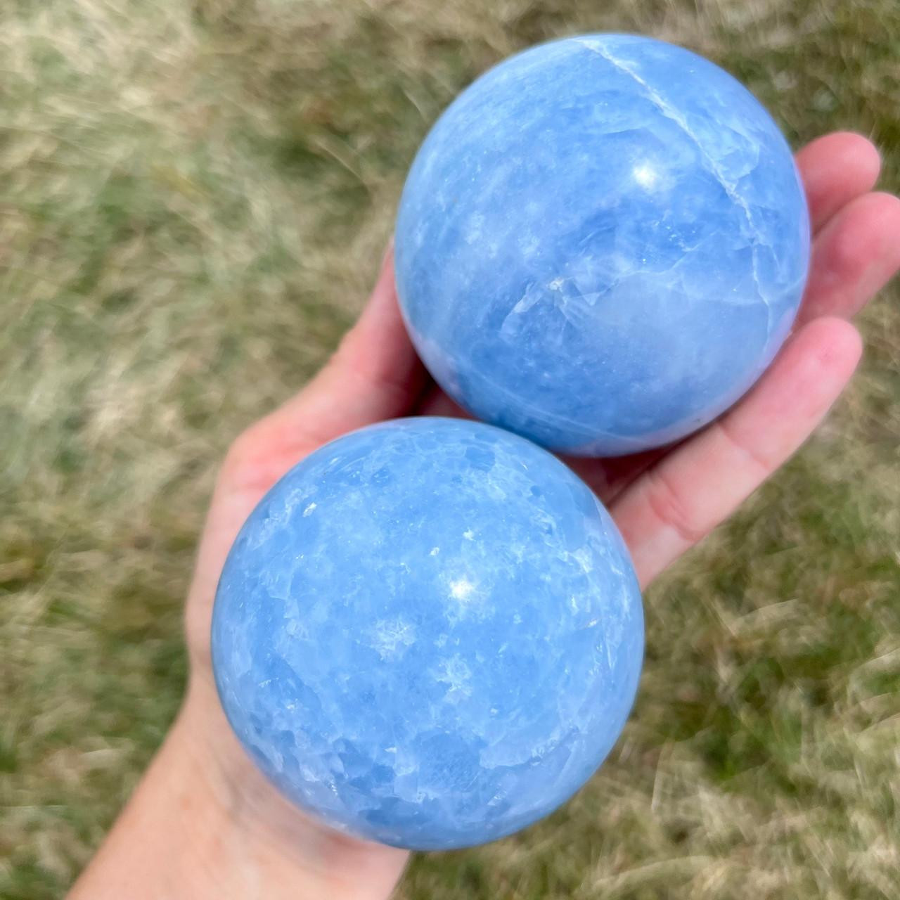 Blue Calcite Sphere (Grade A) Polished Stone | New Moon Beginnings