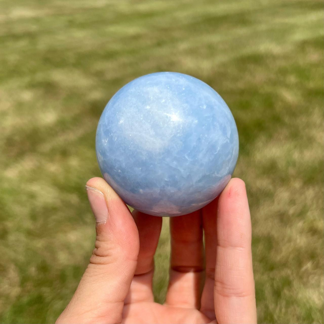 Blue Calcite Sphere (Grade A) Polished Stone | New Moon Beginnings