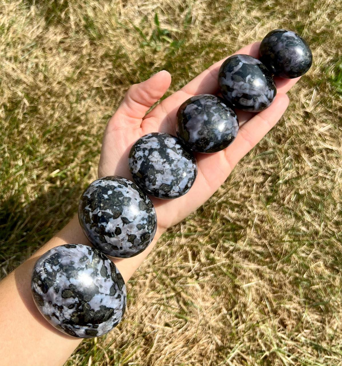 Indigo Gabbro Palm Stone (Mystic Merlinite) | New Moon Beginnings