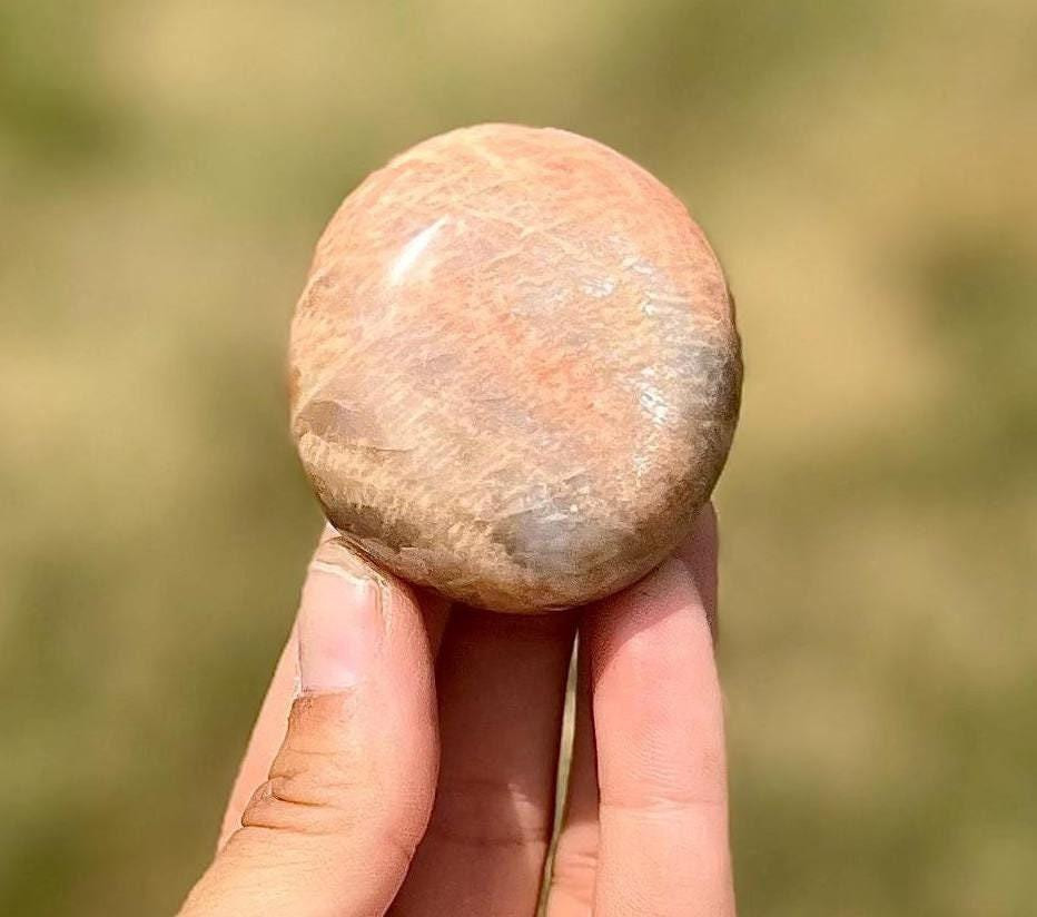 Peach Moonstone Palm Stone - Grade AAA | New Moon Beginnings