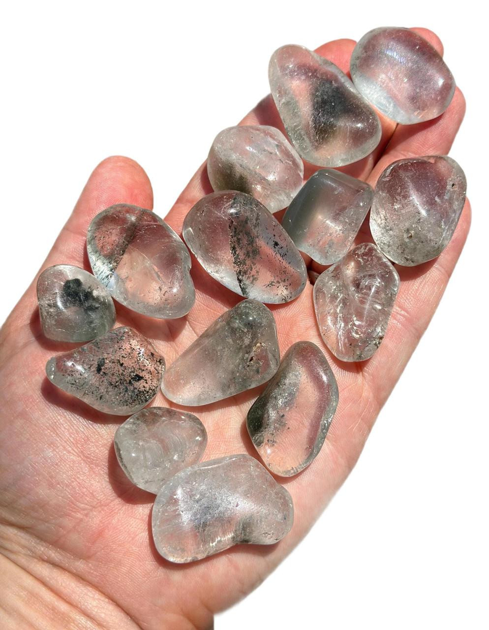 Chlorite included Quartz Tumbled Stone. Polished Chlorite Quartz ...