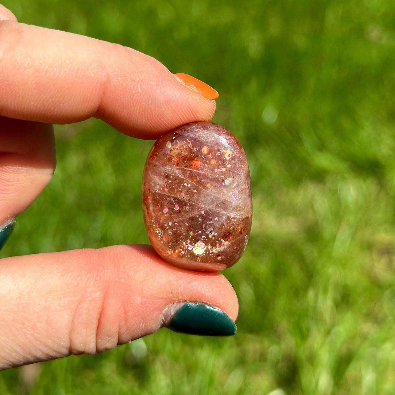 Sunstone Tumbled Stone - Grade AAA Flashy Polished Sunstone Crystal ...