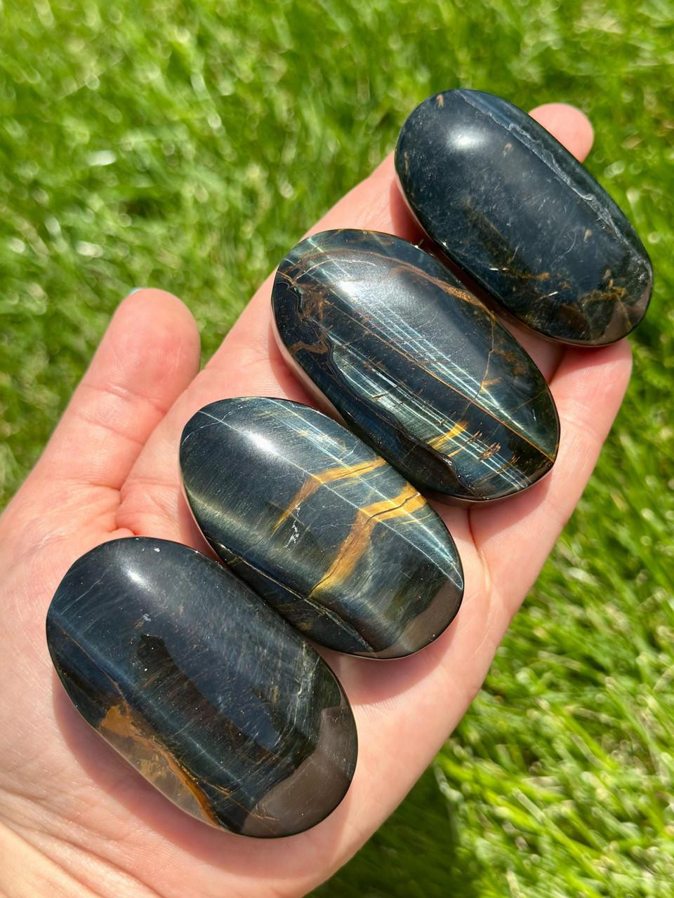 Blue Tigers Eye Palm Stone | New Moon Beginnings