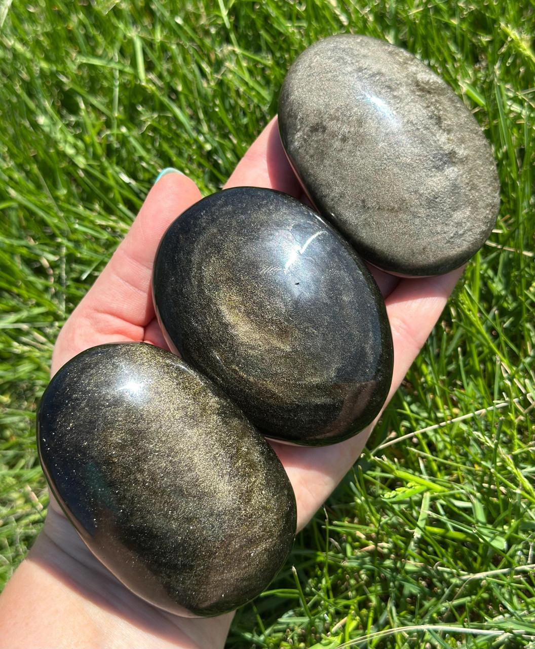 Gold Sheen Obsidian Palm Stone | New Moon Beginnings