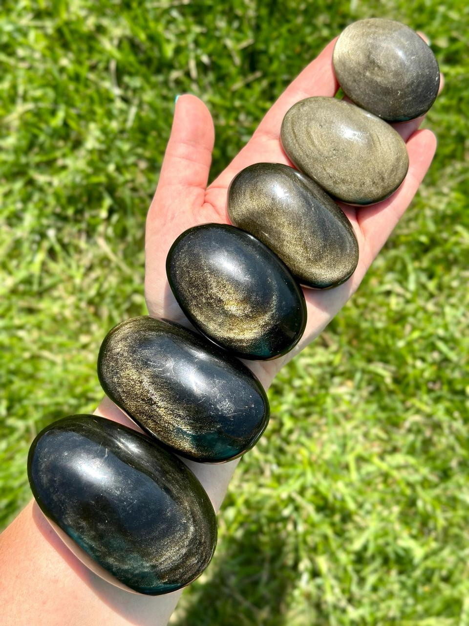 Gold Sheen Obsidian Palm Stone | New Moon Beginnings