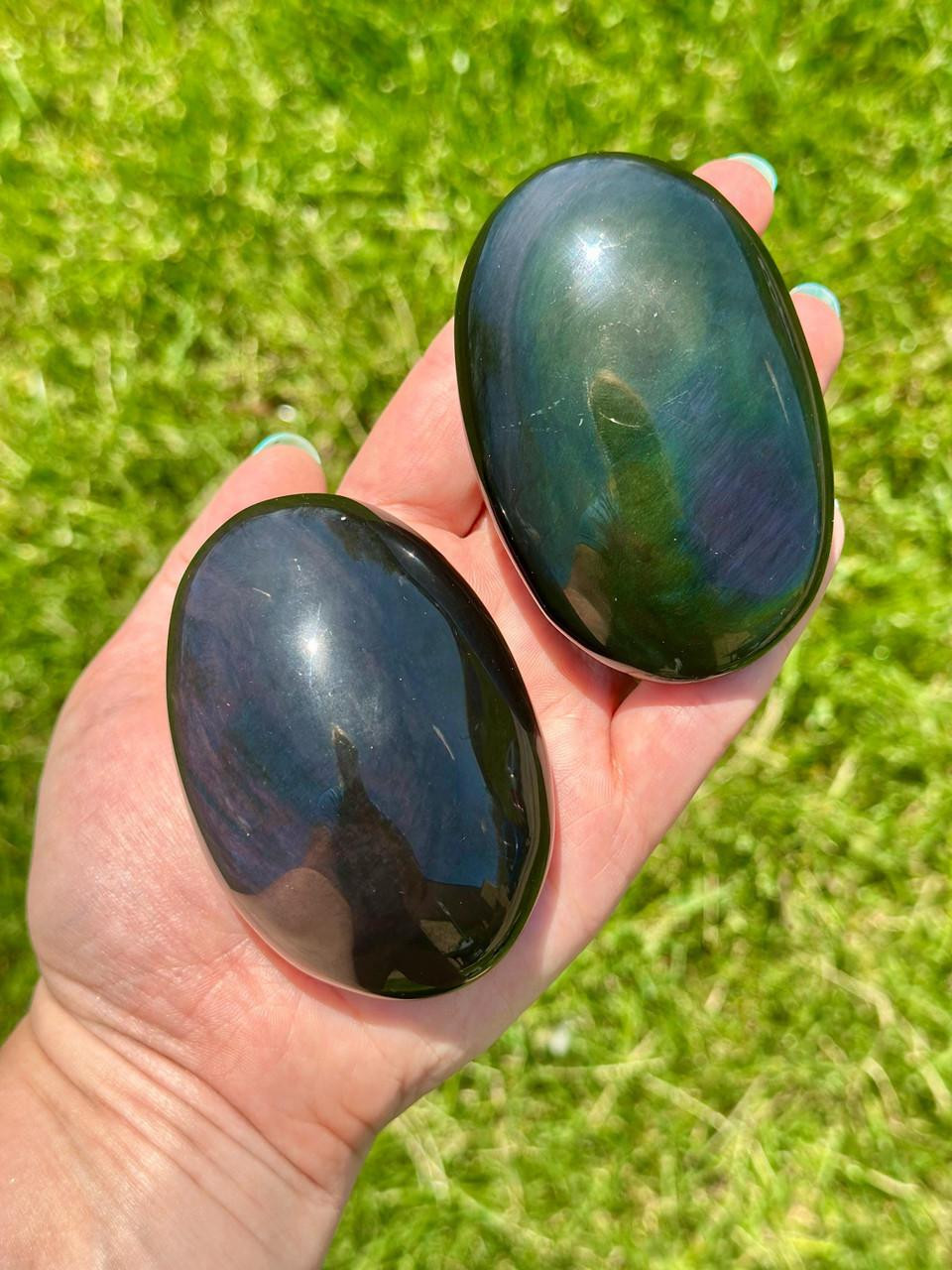 Rainbow Obsidian Palm Stone | New Moon Beginnings