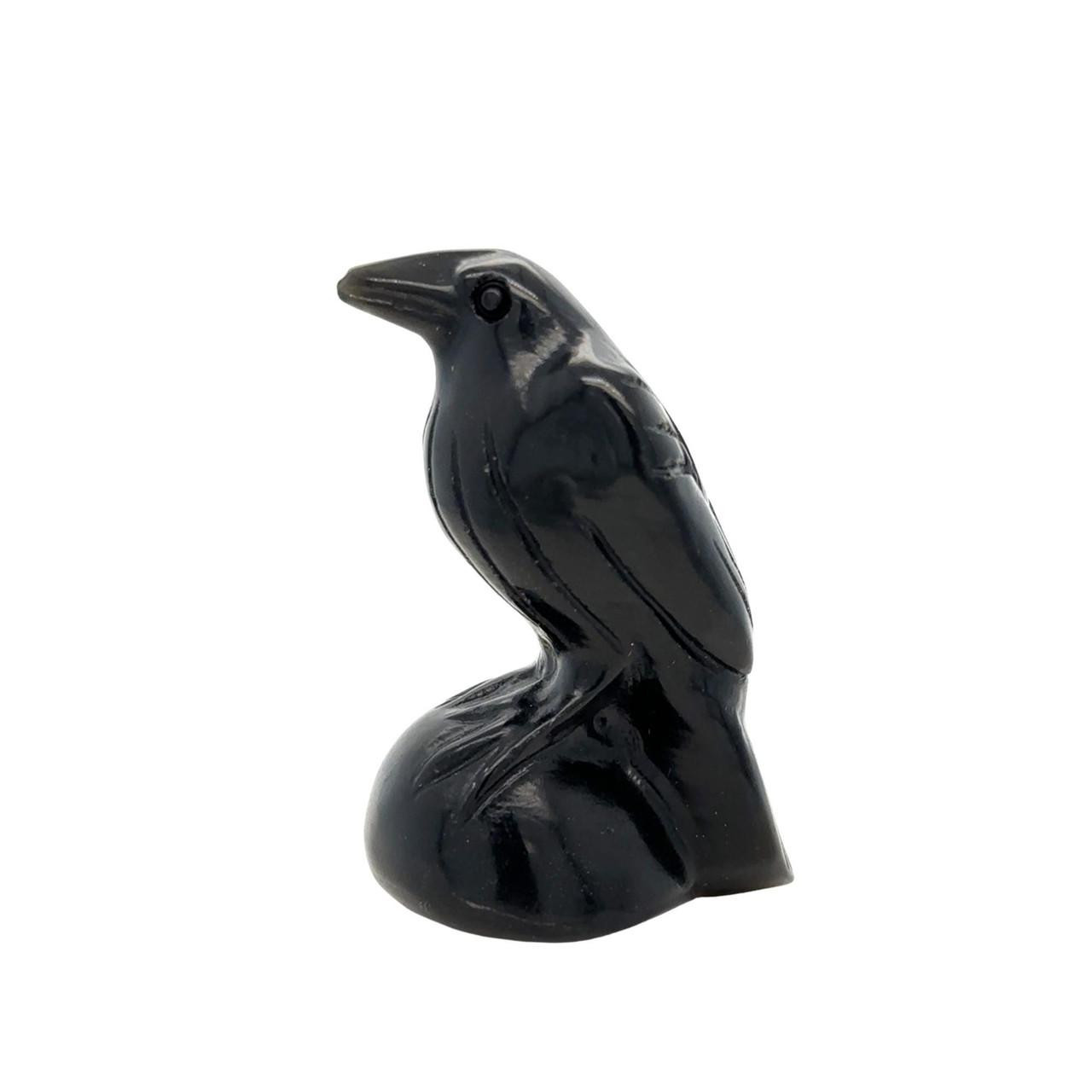 Black Obsidian Raven - Polished Stone Figurine | New Moon Beginnings
