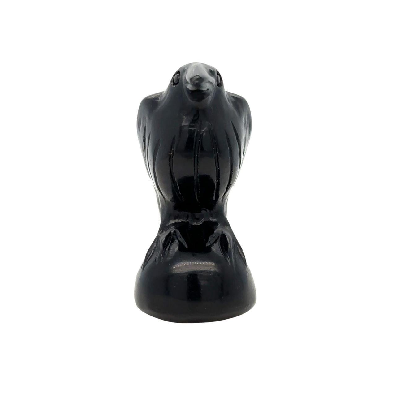 Black Obsidian Raven - Polished Stone Figurine | New Moon Beginnings