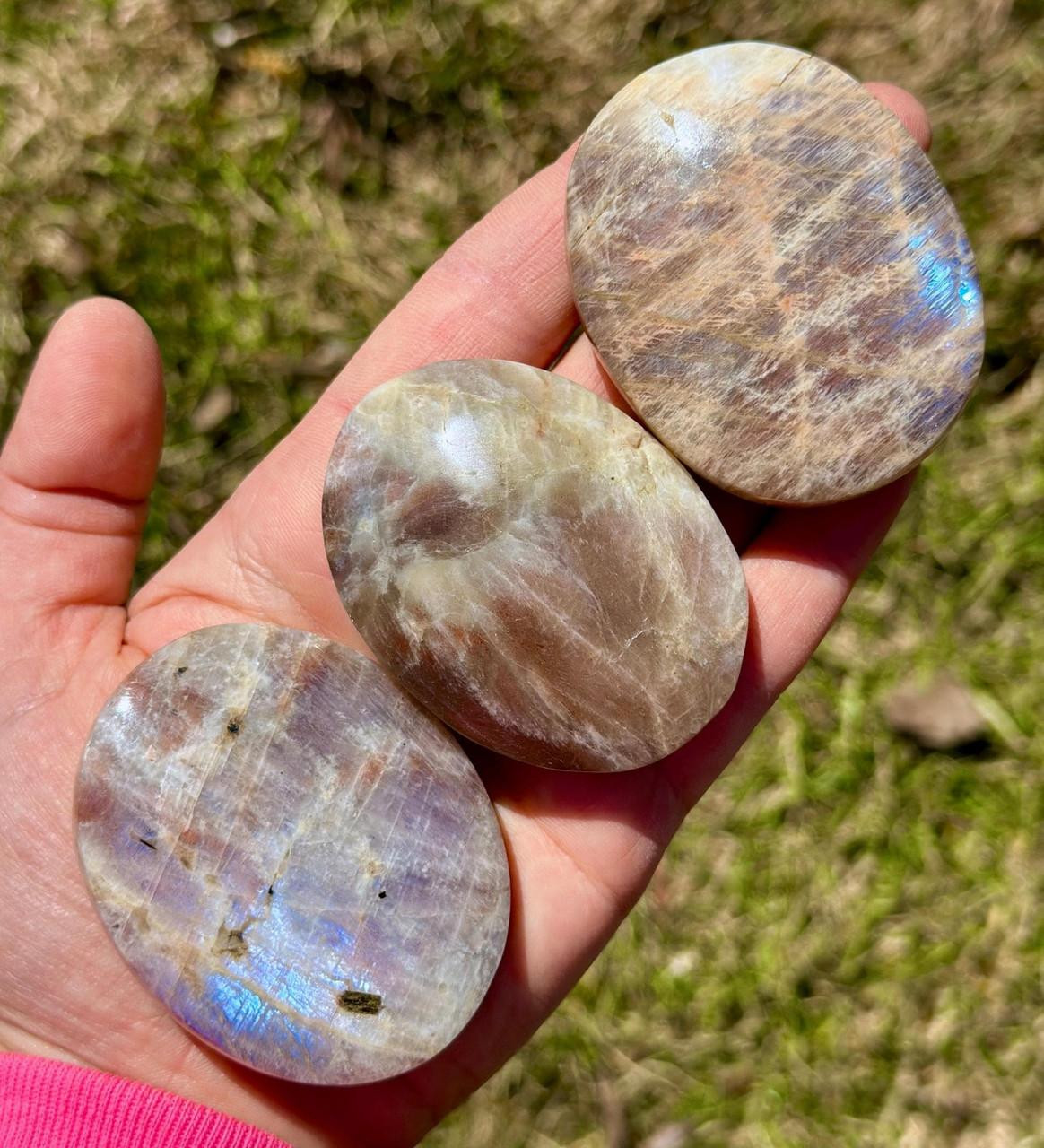 Yin Yang Moonstone Palm Stone (Sunstone & Moonstone) - New Moon ...