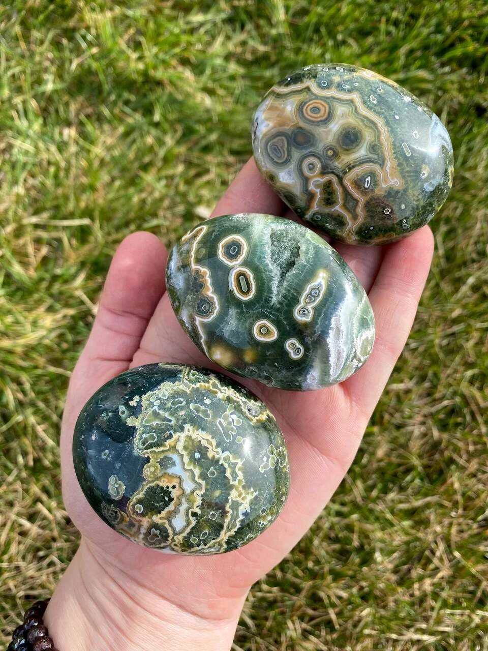 Ocean Jasper Worry Stone - Polished Stone Oval | New Moon Beginnings
