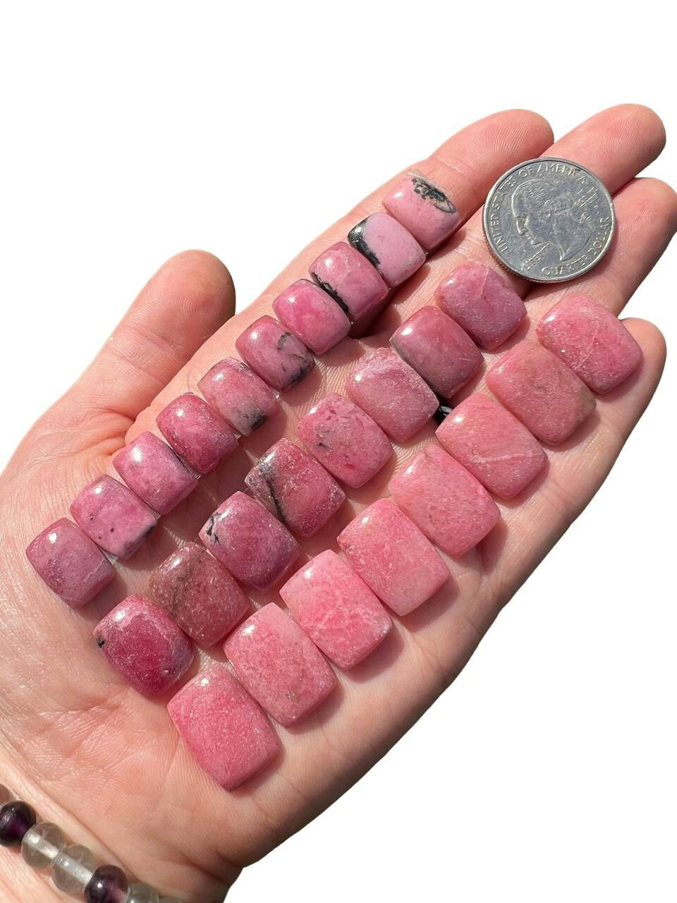 Rhodonite Cabochon - Polished Stone Rectangle | New Moon Beginnings