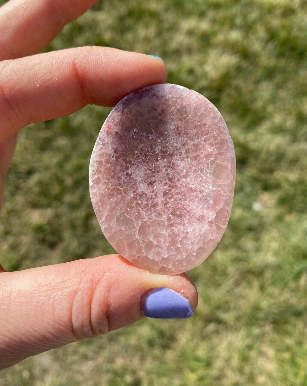Strawberry Calcite Worry Stone - Polished Stone Oval | New Moon Beginnings