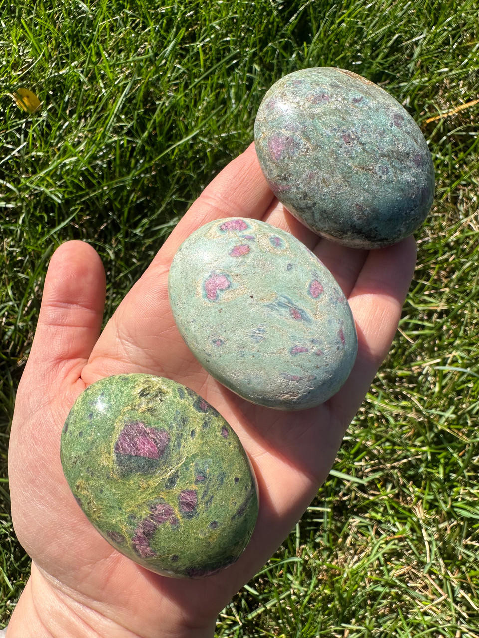 Ruby in Fuchsite Palm Stone - Polished Stone Oval | New Moon Beginnings