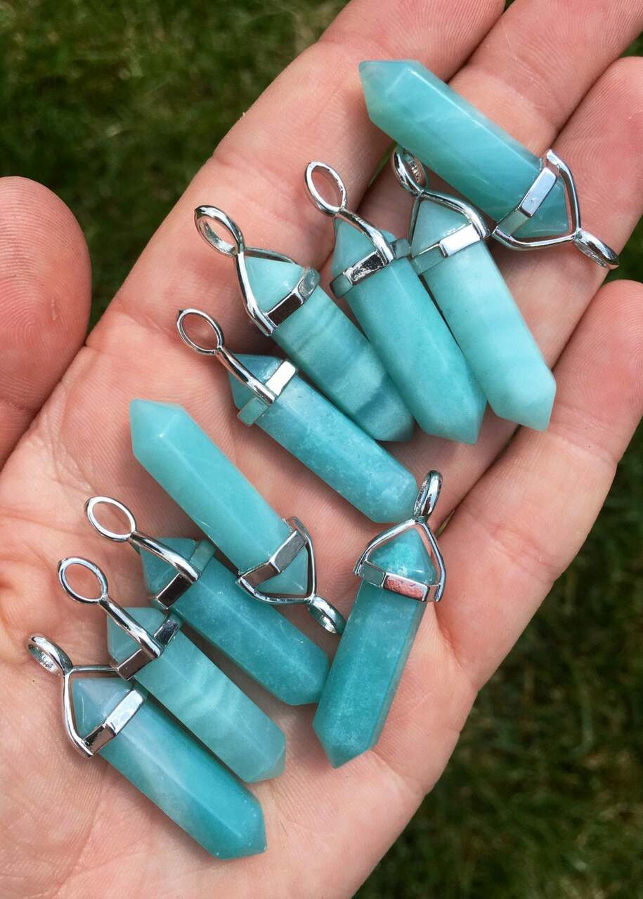 Amazonite Pendant Polished Point Pendant New Moon Beginnings