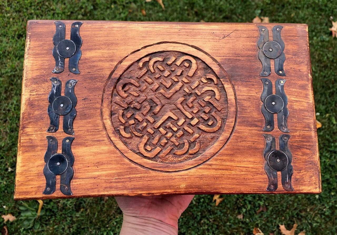 Celtic Knot Carved Wooden Box | New Moon Beginnings