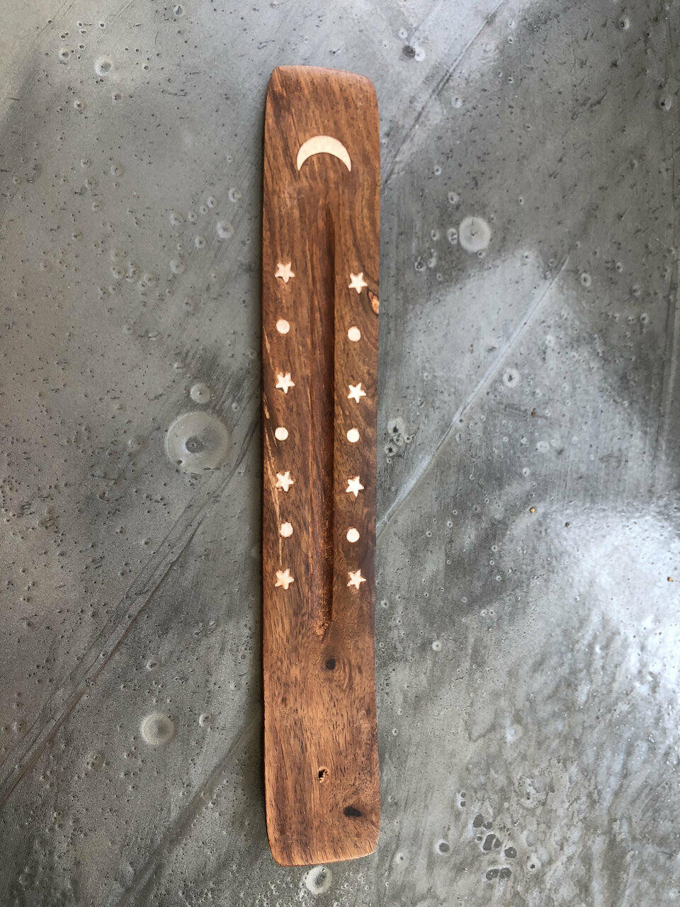 White Inlay Moon & Stars Incense Burner - 10 Inch | New Moon Beginnings