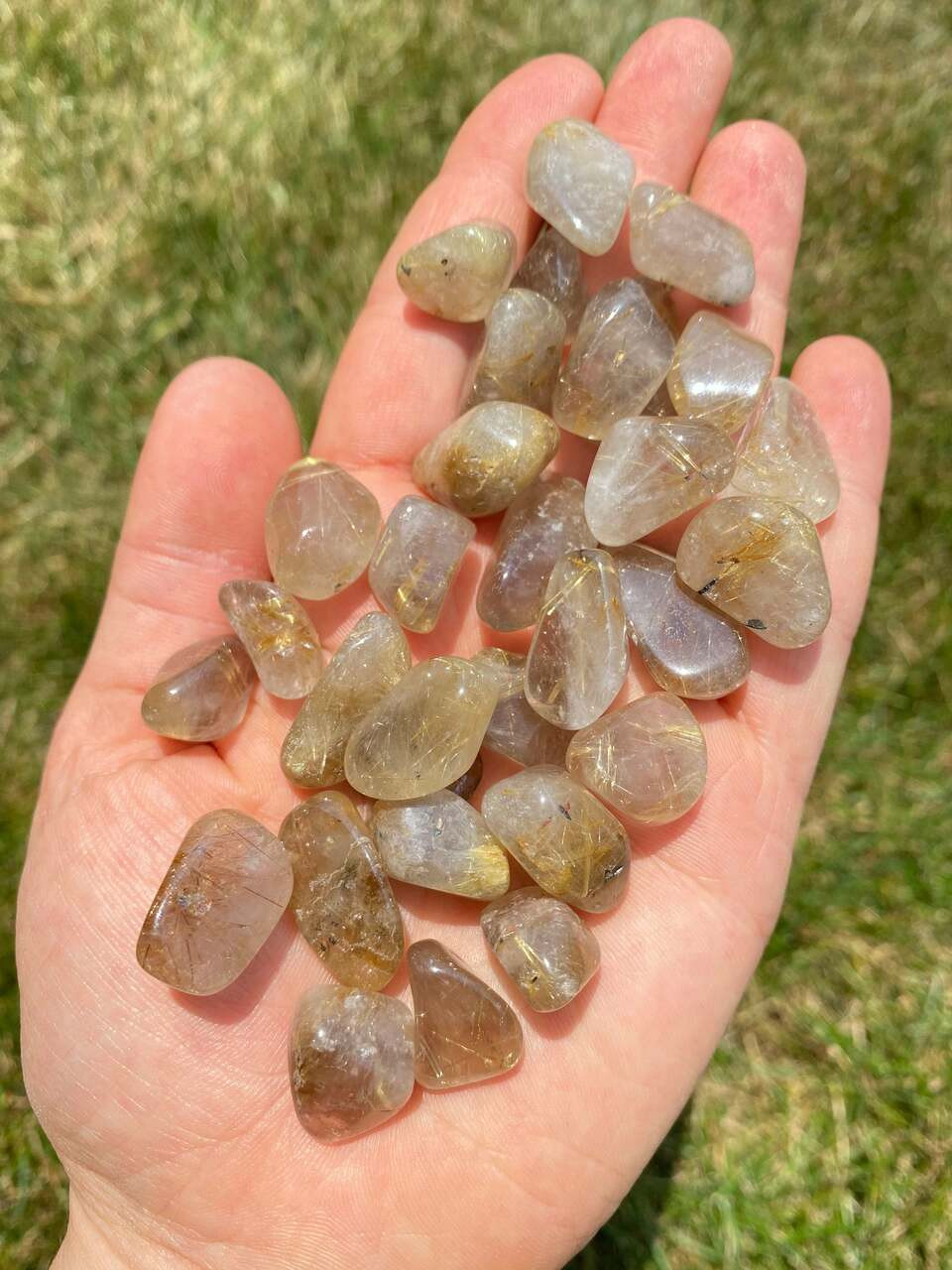 Golden Rutilated Quartz Tumbled Stone - Grade A | New Moon Beginnings