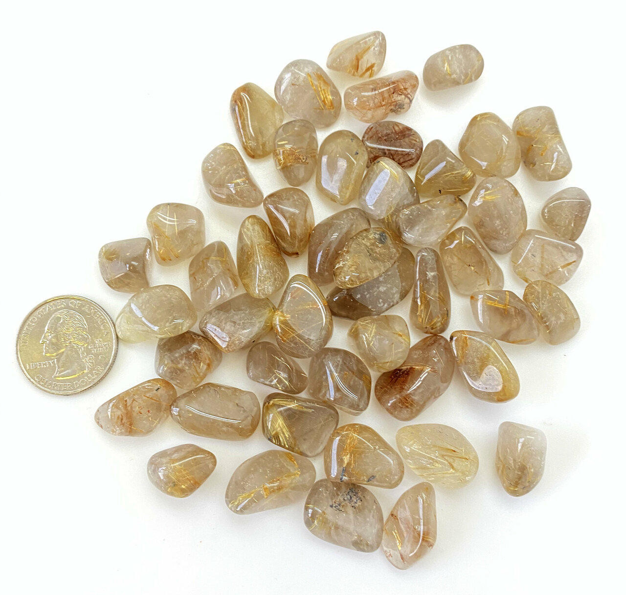 Golden Rutilated Quartz Tumbled Stone - Grade A | New Moon Beginnings