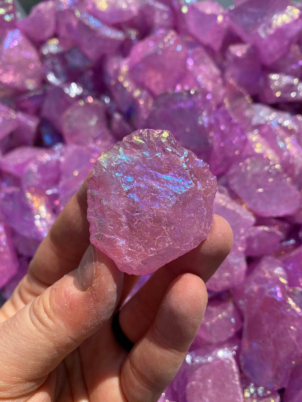 Raw Fuchsia Aura Quartz Crystal | New Moon Beginnings