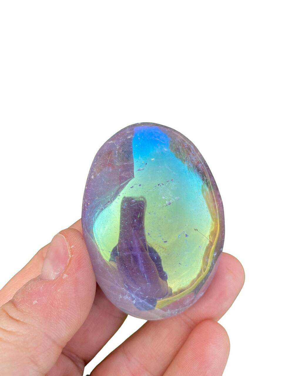 Angel Aura Amethyst Crystal Palm Stone | New Moon Beginnings