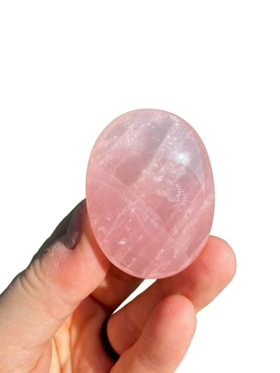 Rose Quartz Crystal Palm Stone | New Moon Beginnings